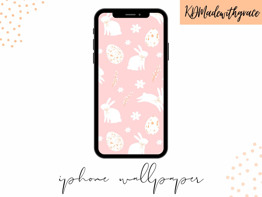 Easter Floral Print iPhone Wallpaper, Egg and Bunny Phone Background - Etsy