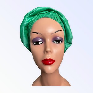 Green Auto Gele, Dupion Raw Silk Auto Gele, Nigerian Pre Styled Party ...