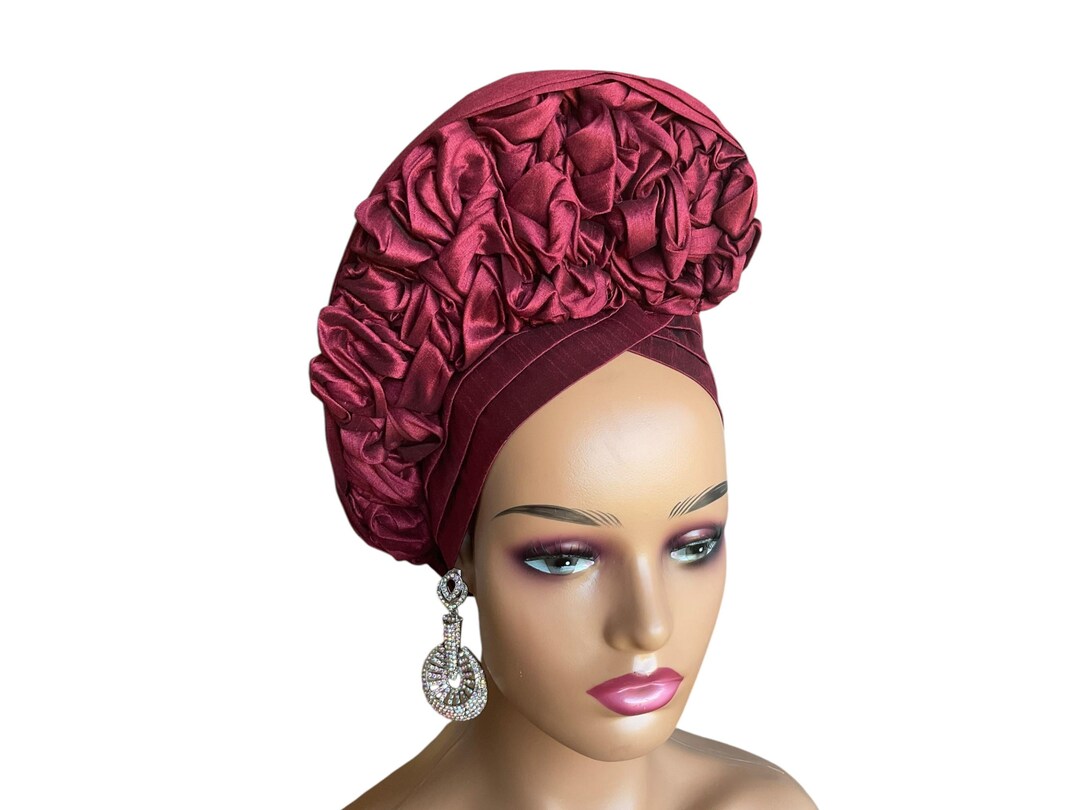 Wine Ready to Wear Turban Hat for Women,pre Tied Party Guest Head Tie ...