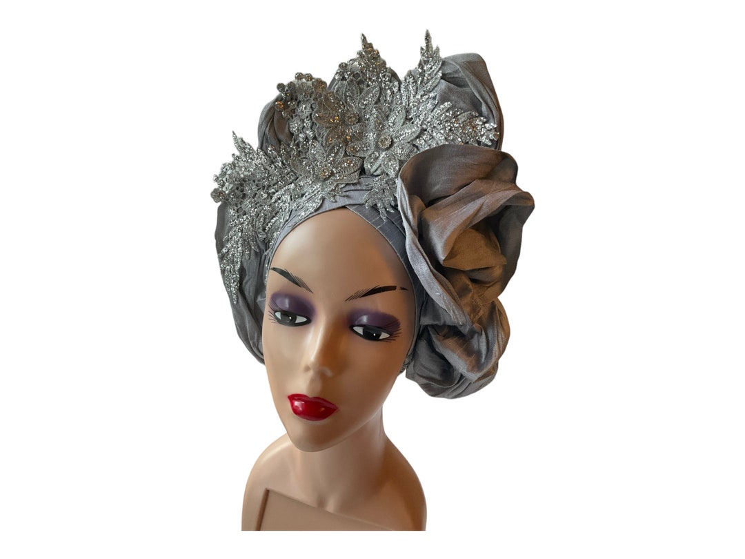 Silver Autogele: Women's Pre-tied Dupioni Silk Turban Hat - Etsy