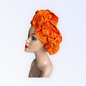 Green Auto Gele Ready to Wear, Dupion Raw Silk Ruffles Style Head Tie ...