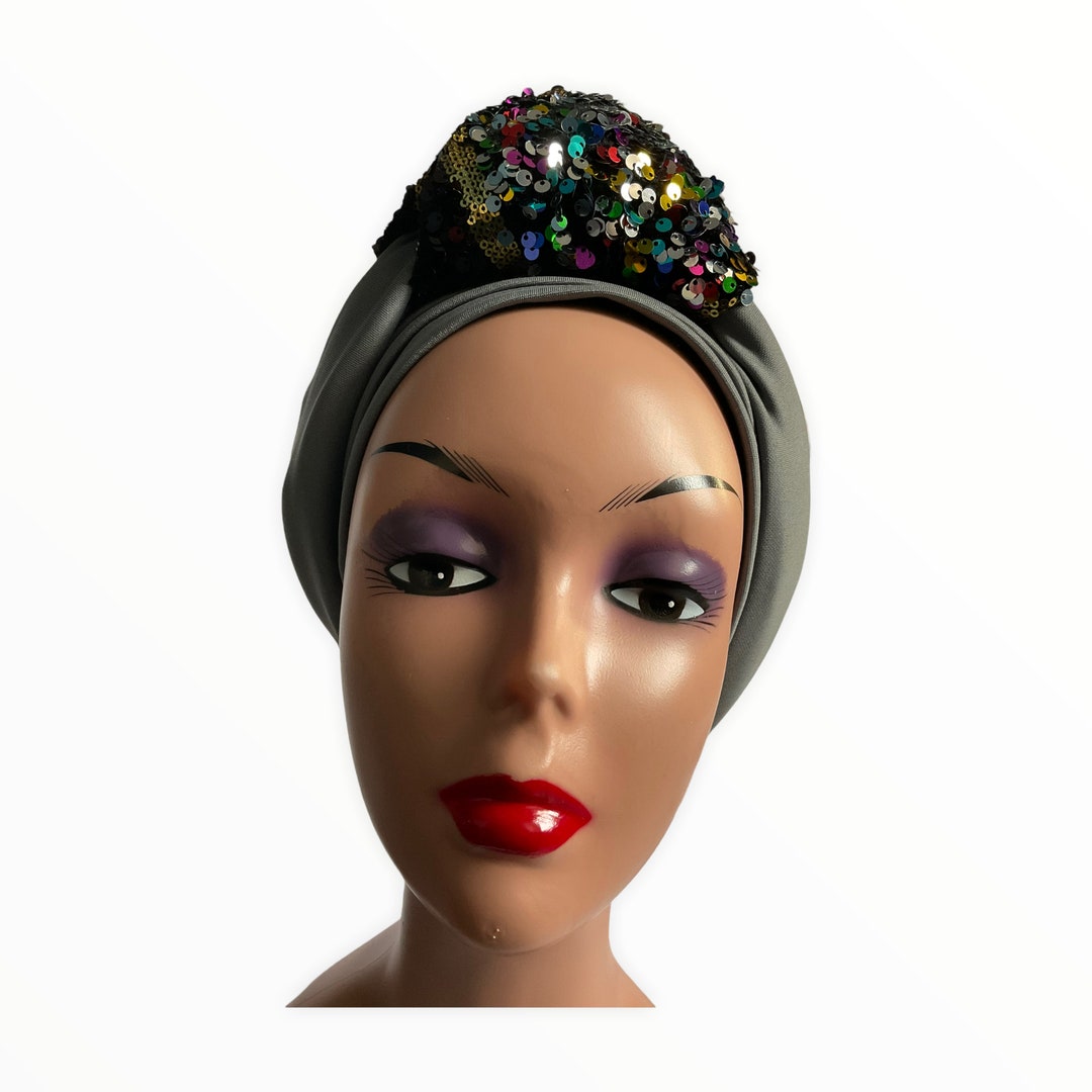 Sequin Fashion Turban in Grey | Sequin Fashion Turban Hat | Sequin ...