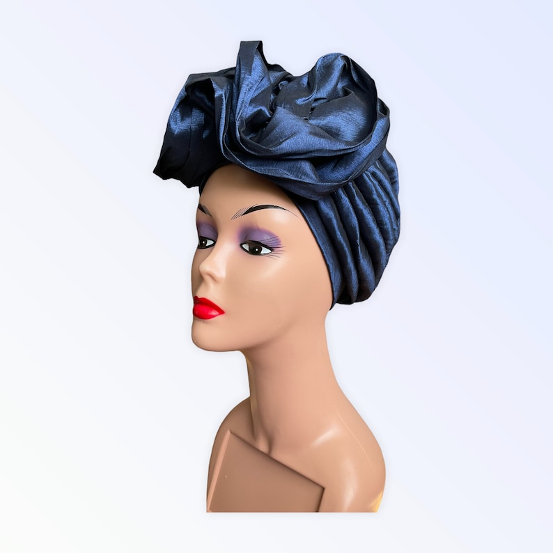 Pre Tied Double Bow Turban in Grey, Pre Styled Turban Hat for Women ...