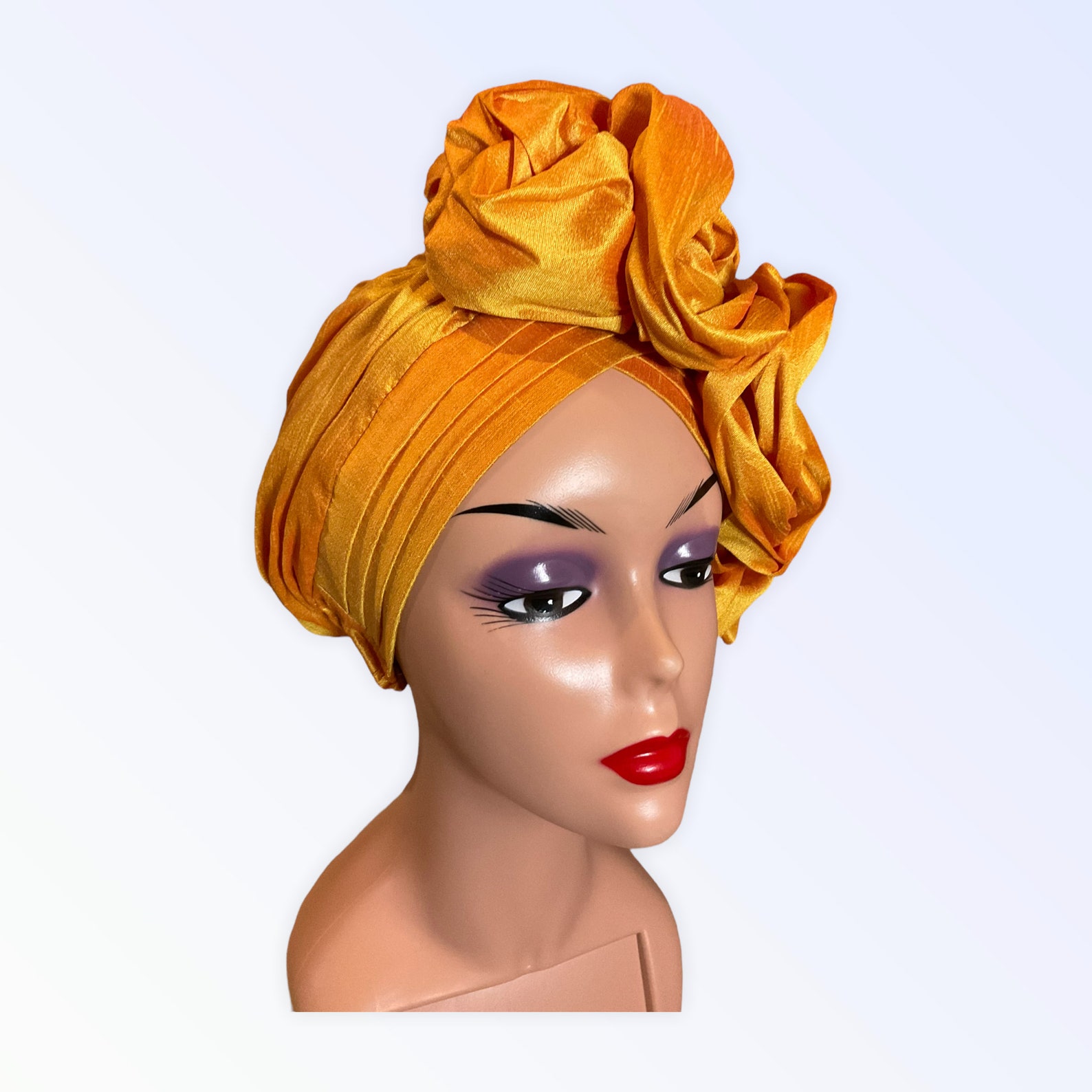 Auto Gele Ready to Wear Gold Dupion Raw Silk Ruffles Style - Etsy