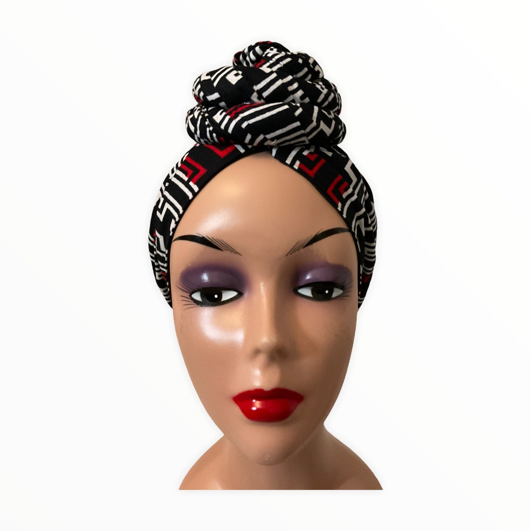 Pre Tied Turban Pre Tied Satin Lined African Ankara Head Wrap Pre
