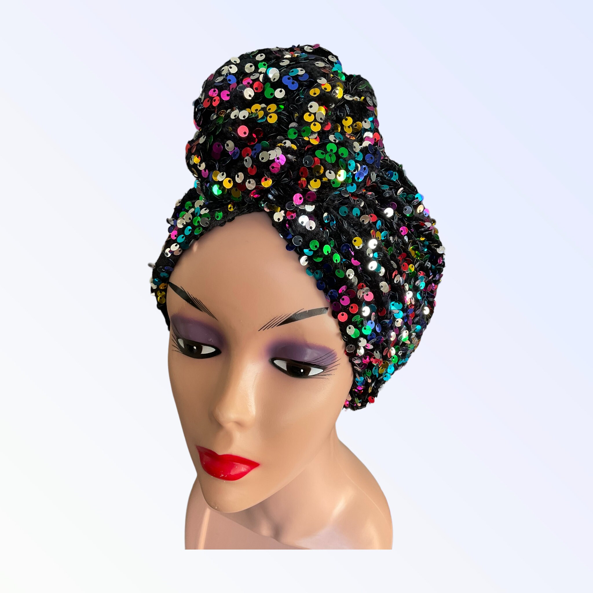Multicoloured Sequin Turban: Sparkling Women's Head Wrap - Etsy