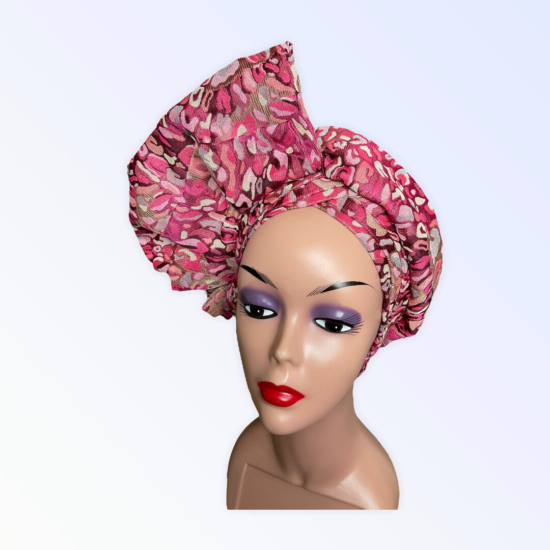 Auto Gele Ready to Wear Damask Auto Gele, Women Pre-tied Turban ...