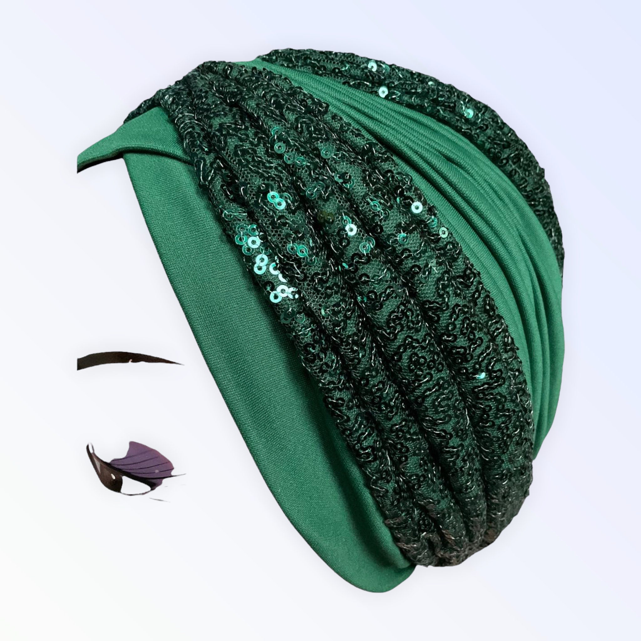 Sequin Fashion Turban Hat | Pre Styled Women’s Silver Head Wrap ...
