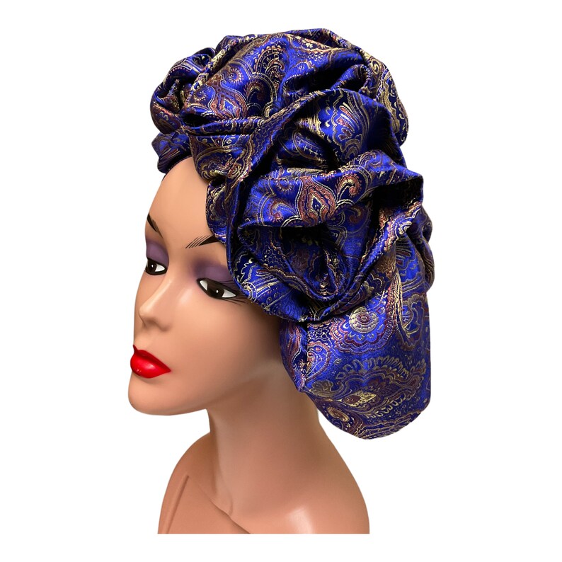 Auto Gele Ready to Wear Royal Blue Damask Head Tie Women - Etsy