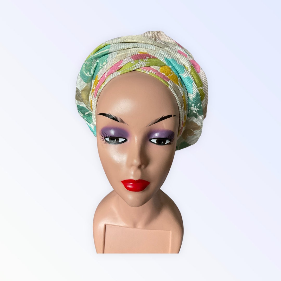 Auto Gele Ready to Wear Damask Auto Gele, Women Pre-tied Turban ...
