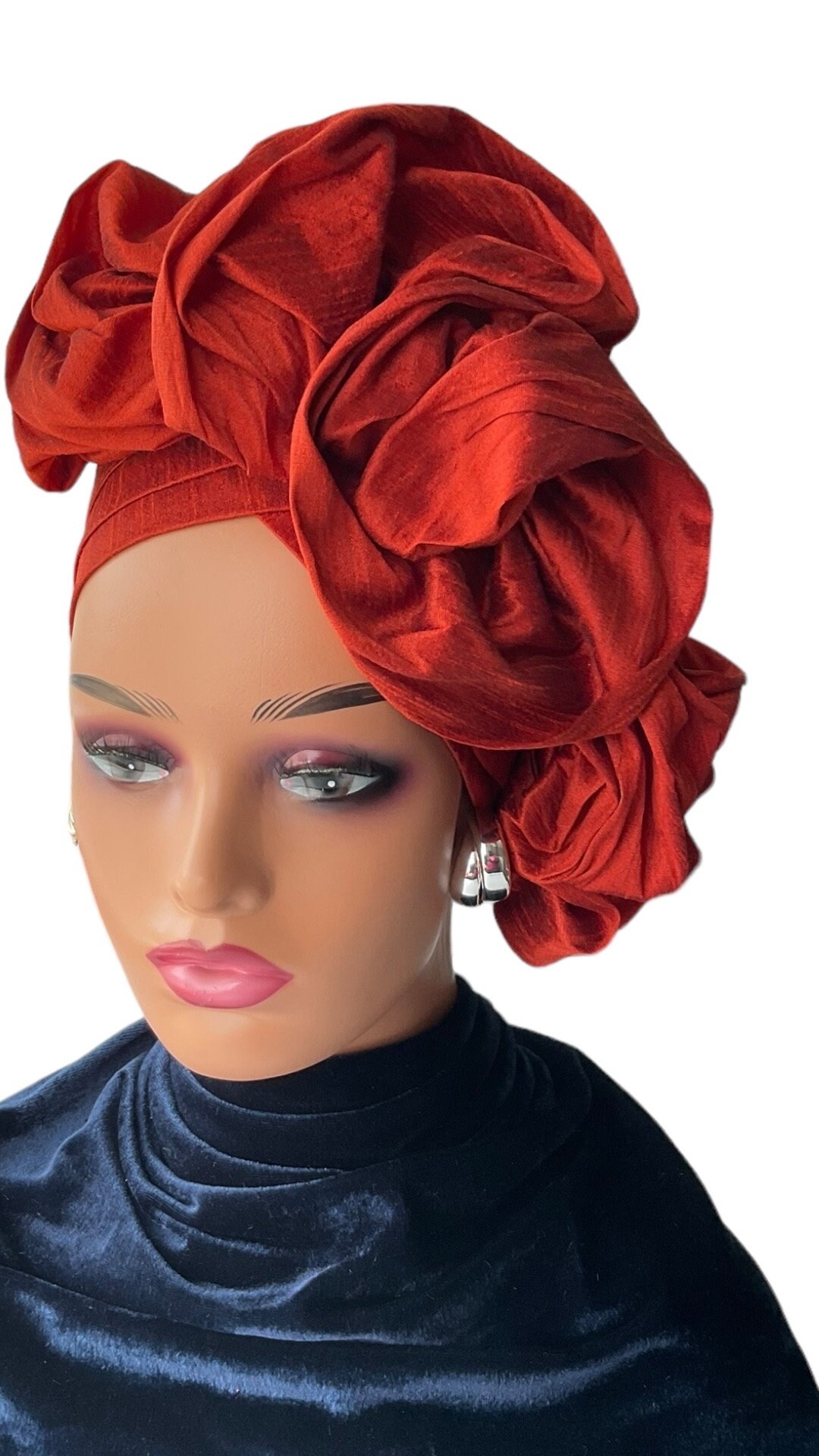 Pre Tied Turban Hat for Women, Ready to Wear Party Head Wrap, Side ...