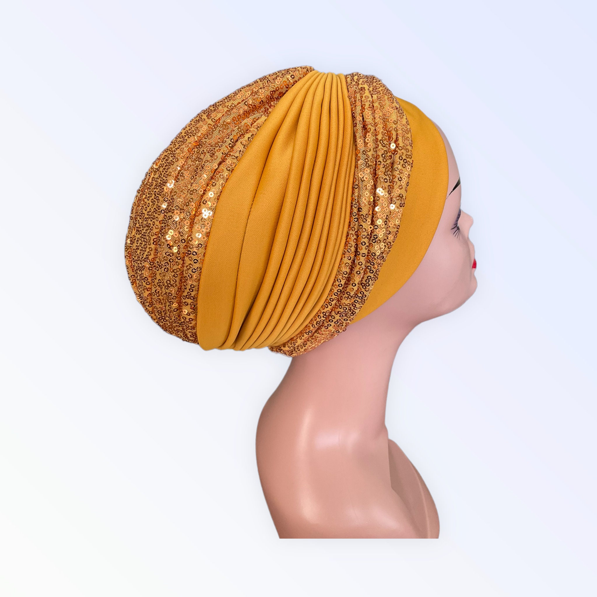 Sequin Fashion Turban Hat | Pre Styled Women’s Silver Head Wrap ...
