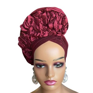 Wine Ready to Wear Turban Hat for Women,pre Tied Party Guest Head Tie ...