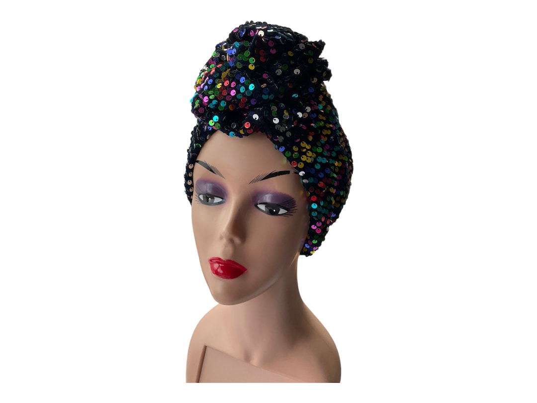Sequence Velvet Turban Hat for Women Ready to Wear Multicoloured ...