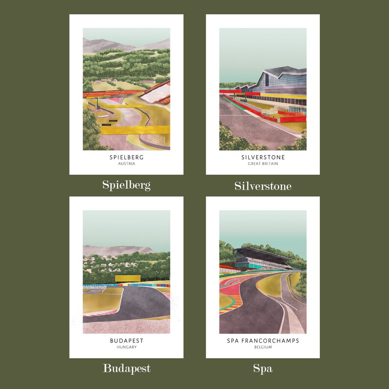 Formula One Race Track Location Print Bundle of 3 A6, A5, A4, A3 - Etsy