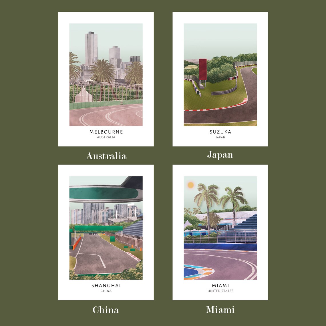 Formula One Race Track Location Print Bundle of 3 A6, A5, A4, A3 - Etsy