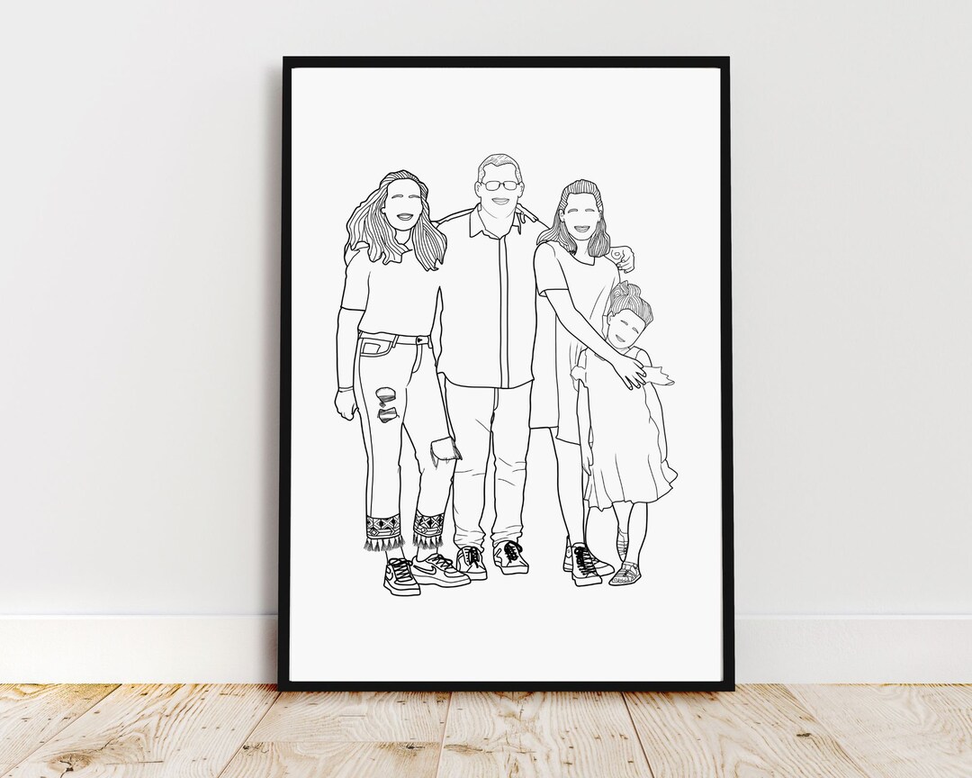 Custom Line Drawing, Custom Family Drawing From Photo, Faceless Drawing ...
