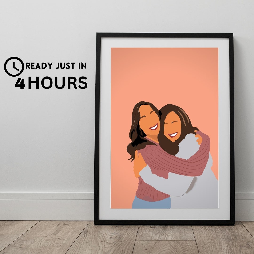 Custom Best Friend Portrait, Faceless Portrait Print, Custom Cartoon ...