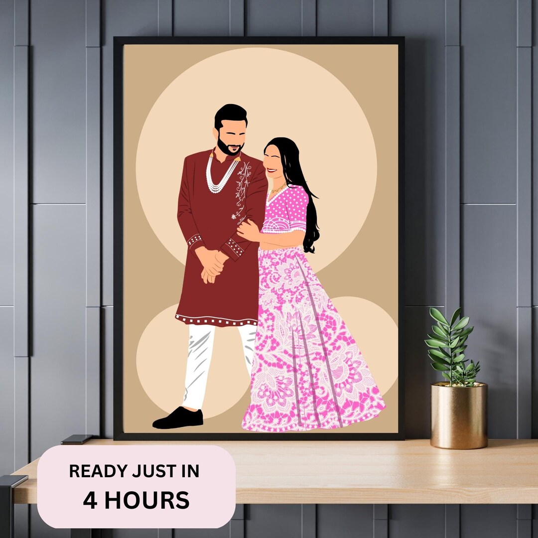 Custom Couple Portrait, Gift for Couple, Faceless Portrait, Engagement ...