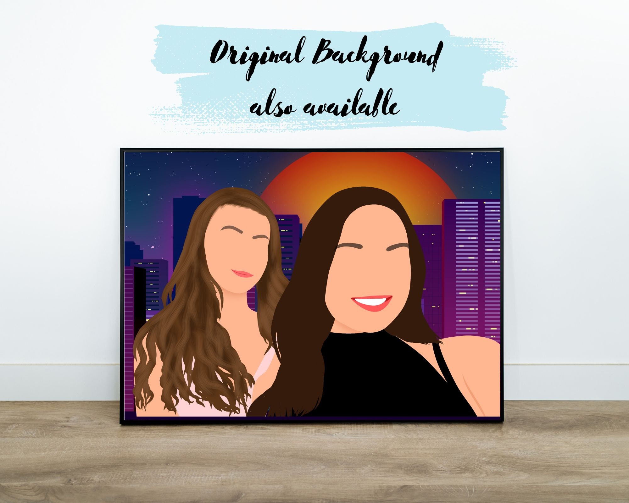 Custom Best Friend Portrait, Best Friend Birthday Gift for Her, Custom ...