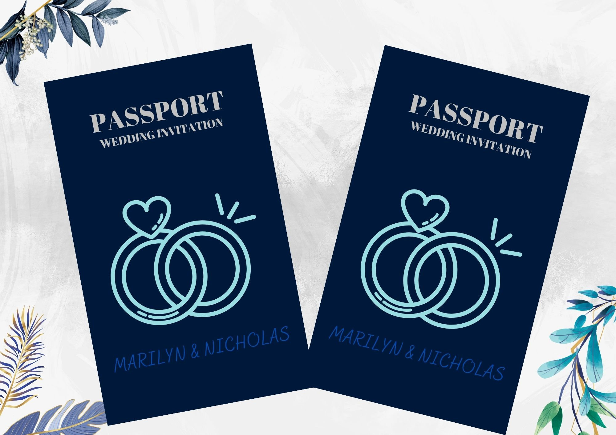 Stylish Boarding Pass Wedding Invitation Cards - Instant Download ...