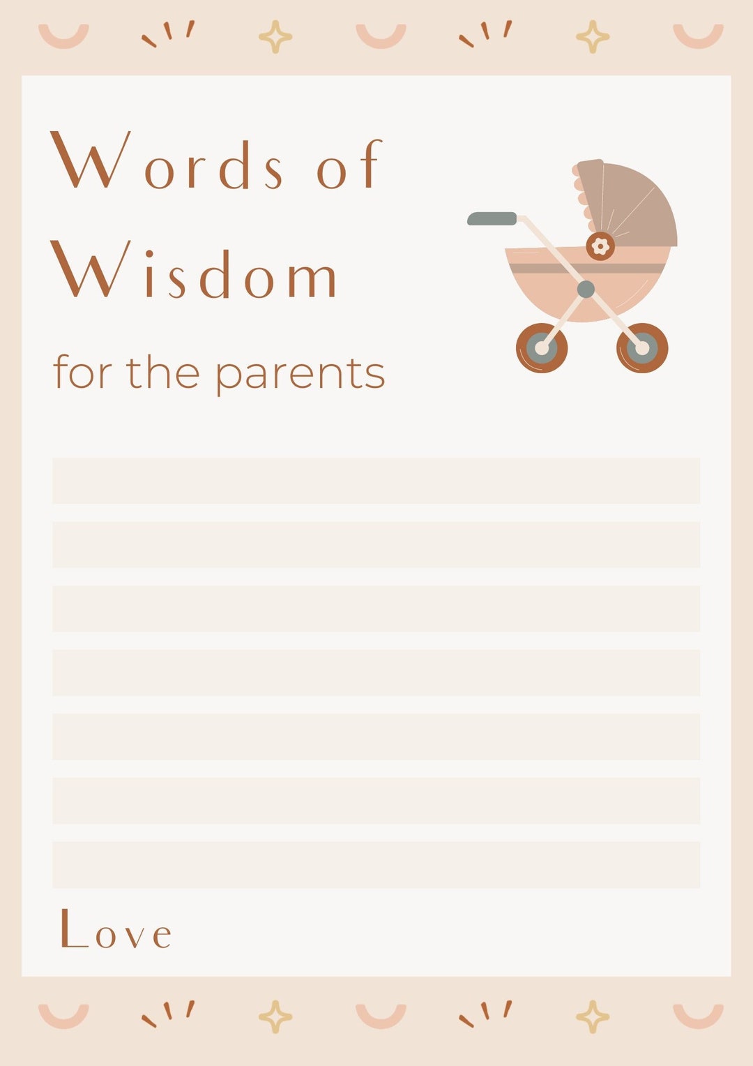 Baby Shower Words of Wisdom Game, Downloadable Print - Etsy Australia