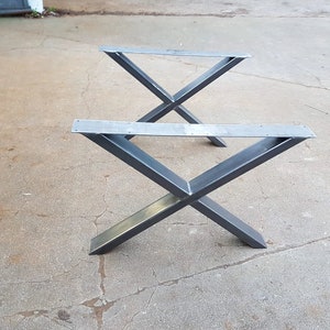 2 X-style Box Section Retro Industrial Steel Metal Dining Table Coffee ...