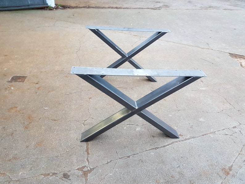 2 X-style Box Section Retro Industrial Steel Metal Dining Table Coffee ...