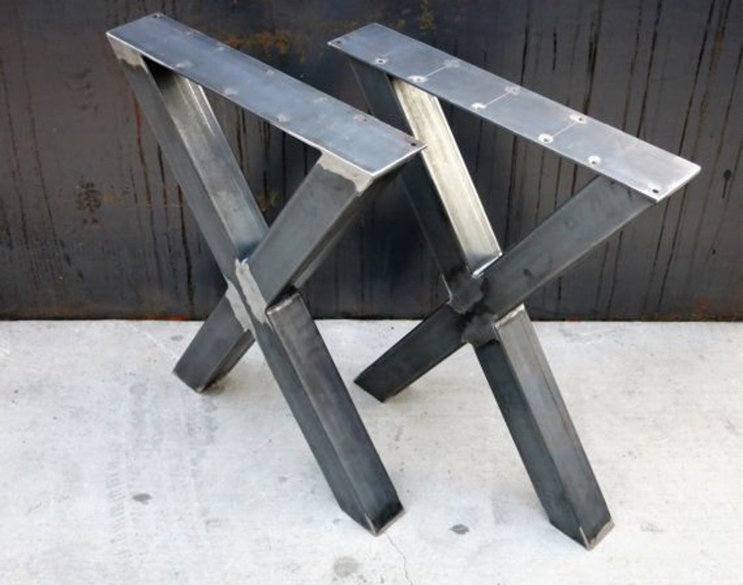 2 X-style Box Section Retro Industrial Steel Metal Dining Table Coffee ...