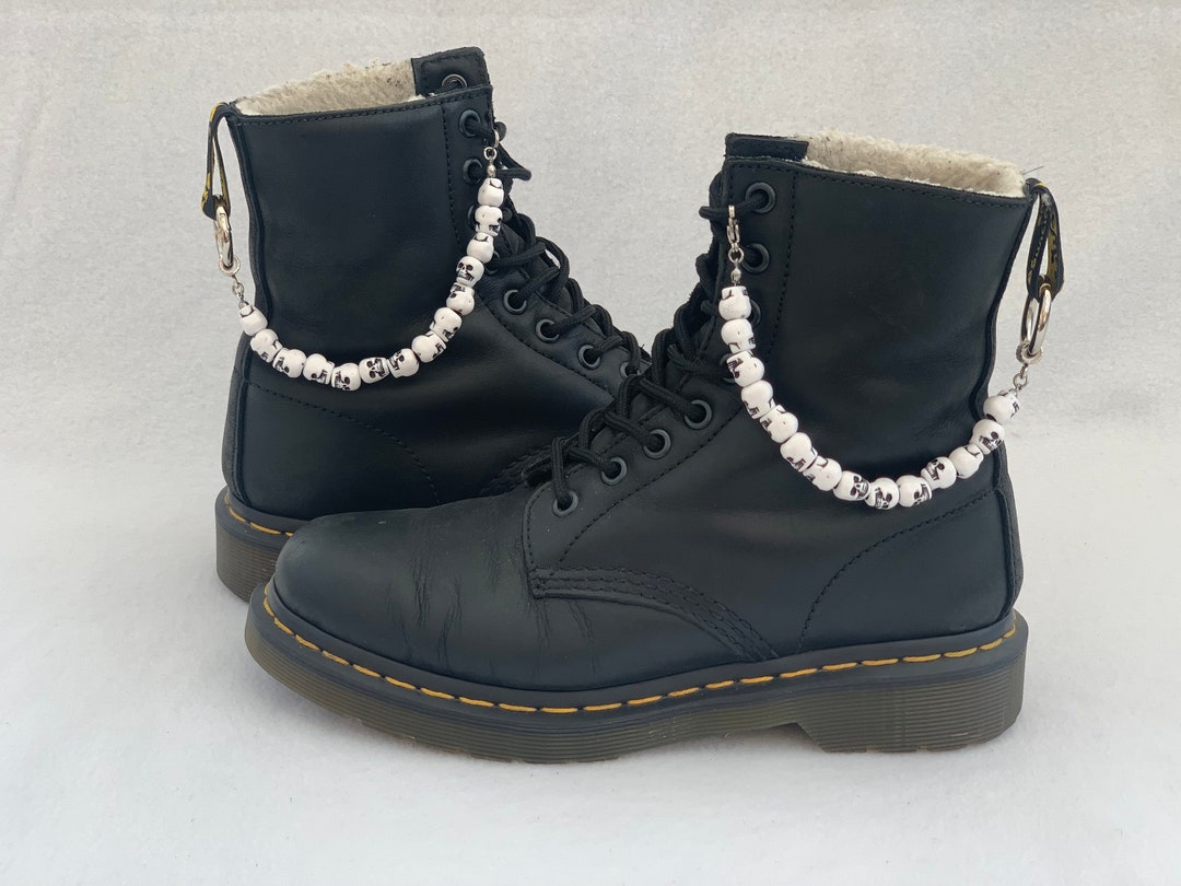 Dr Martens Beaded Chains - White Skulls | DM Boot Chains | Boot ...