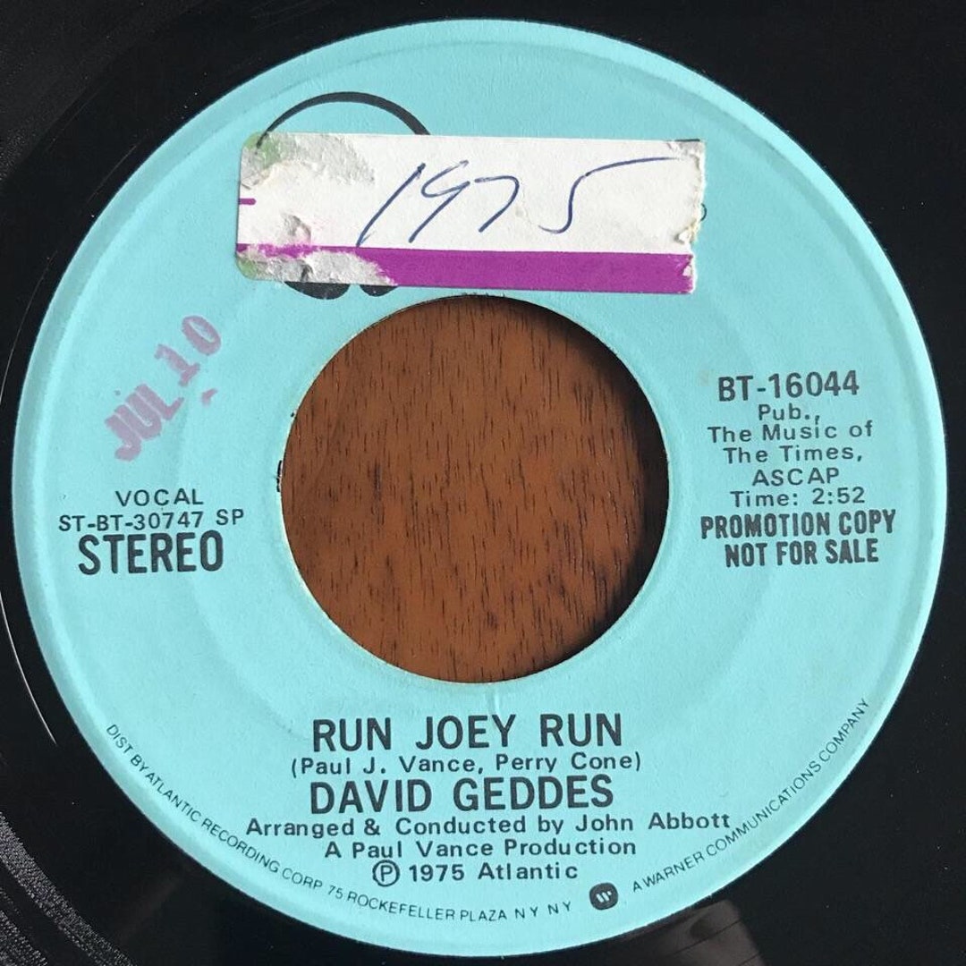 David Geddes Run Joey Run / (same) 7” 45 RPM Vinyl Record Promo VG - Etsy