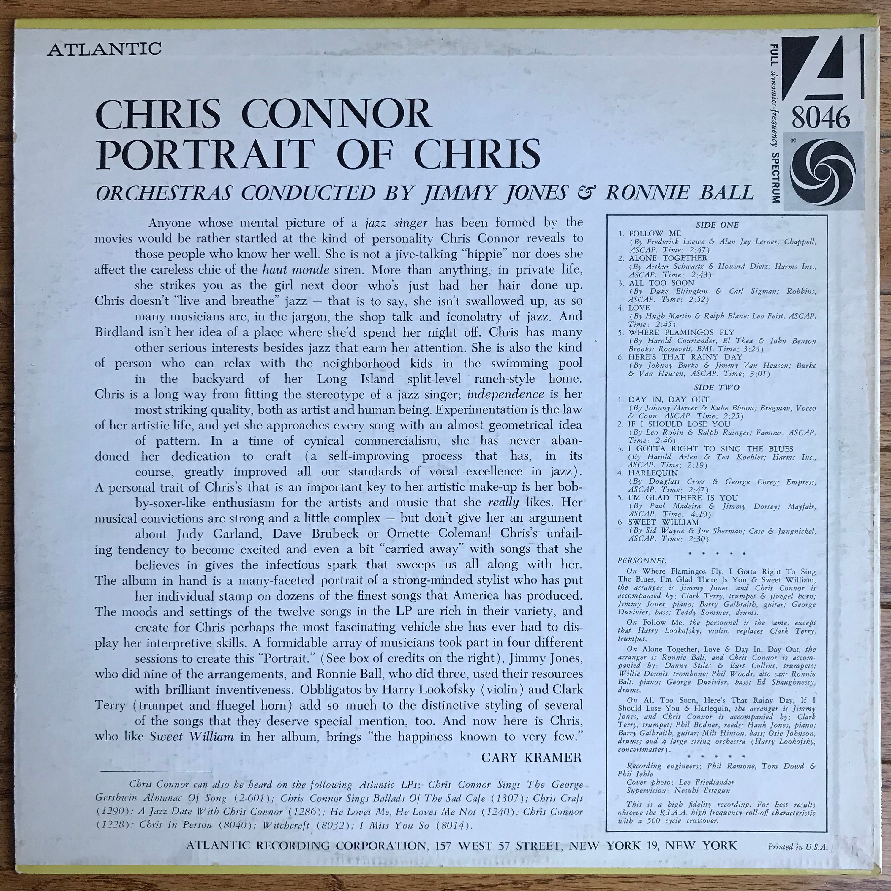 Chris Connor A Portrait of Chris Vinyl LP Record G - Etsy