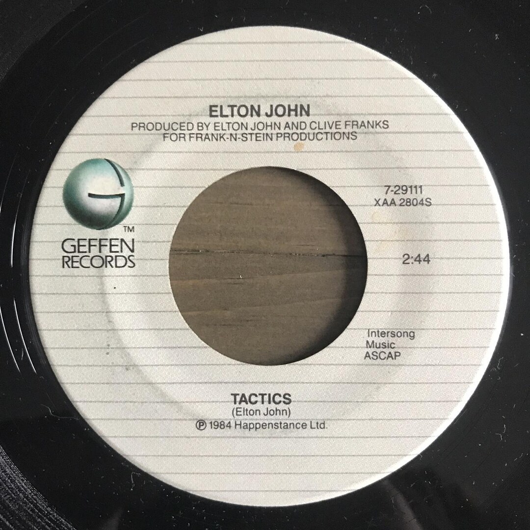 Elton John Tactics / Neon 7" 45 RPM Vinyl Record VG+ - Etsy