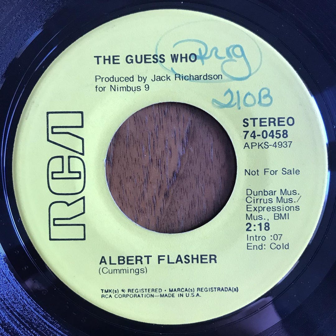 Guess Who Albert Flasher / Broken 7" 45 RPM Vinyl Record Promo G+ - Etsy