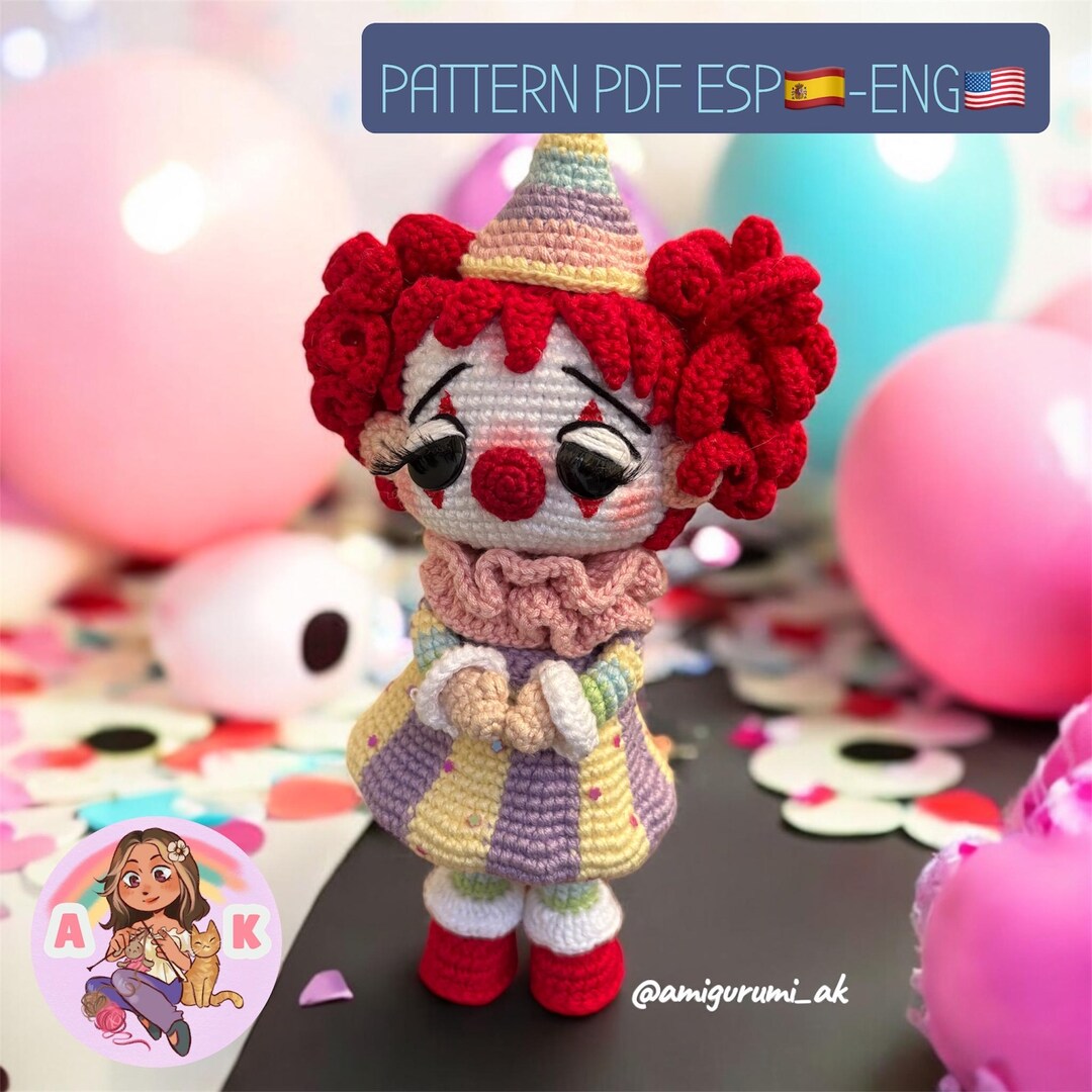 PDF ESP/ENG, Mimi the Clown - Etsy