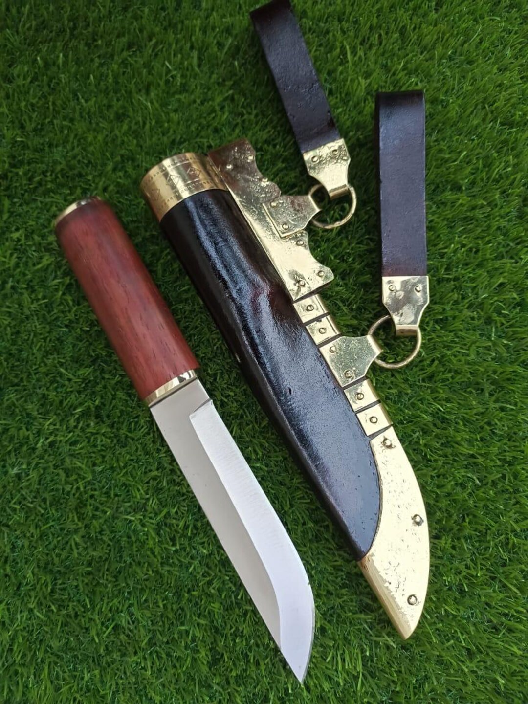 Viking Seax , Medieval Work Knife Celtic Viking Hardwood Leather Sheath ...