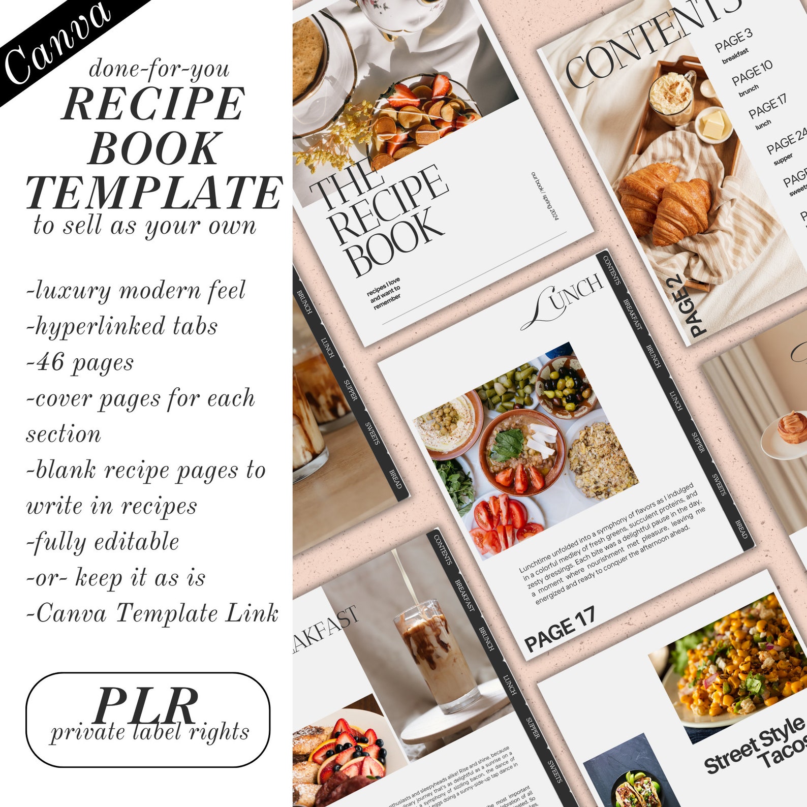 PLR Recipe Cook Book Pages Digital Recipe Book With MRR and Private ...