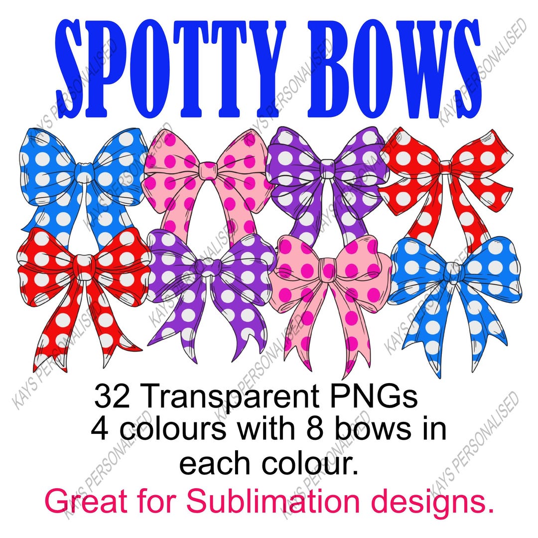 Spotty Bows Clipart Set: Sublimation & Cricut Designs (digital Download ...