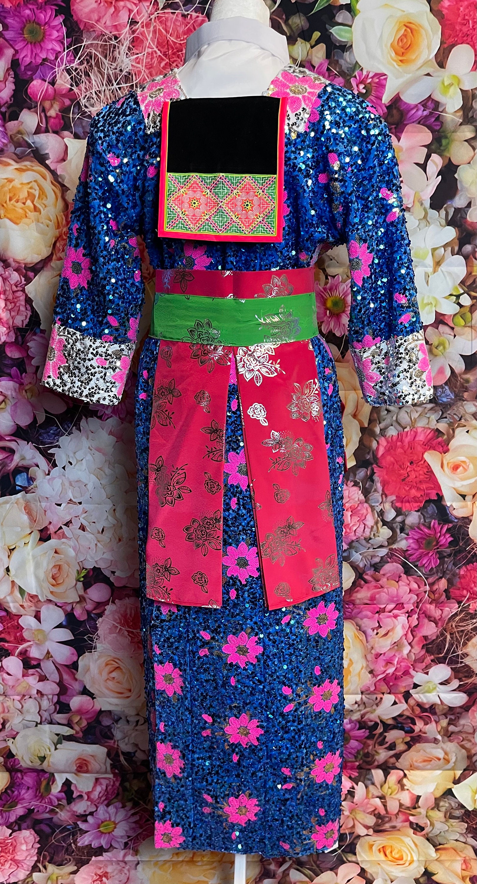 Hmong Xeev Sequin Outfit for Woman - Etsy