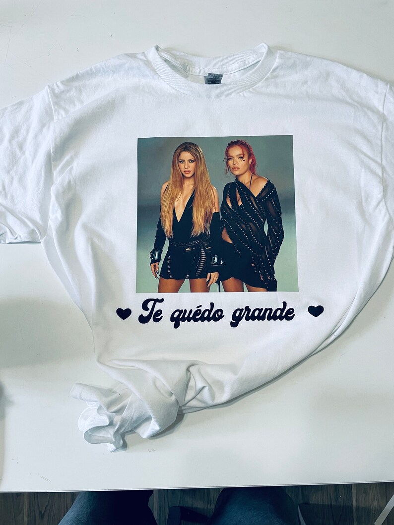 Karol G Shakira Tqg Shirt Black Lettering Te Quedo Grande - Etsy