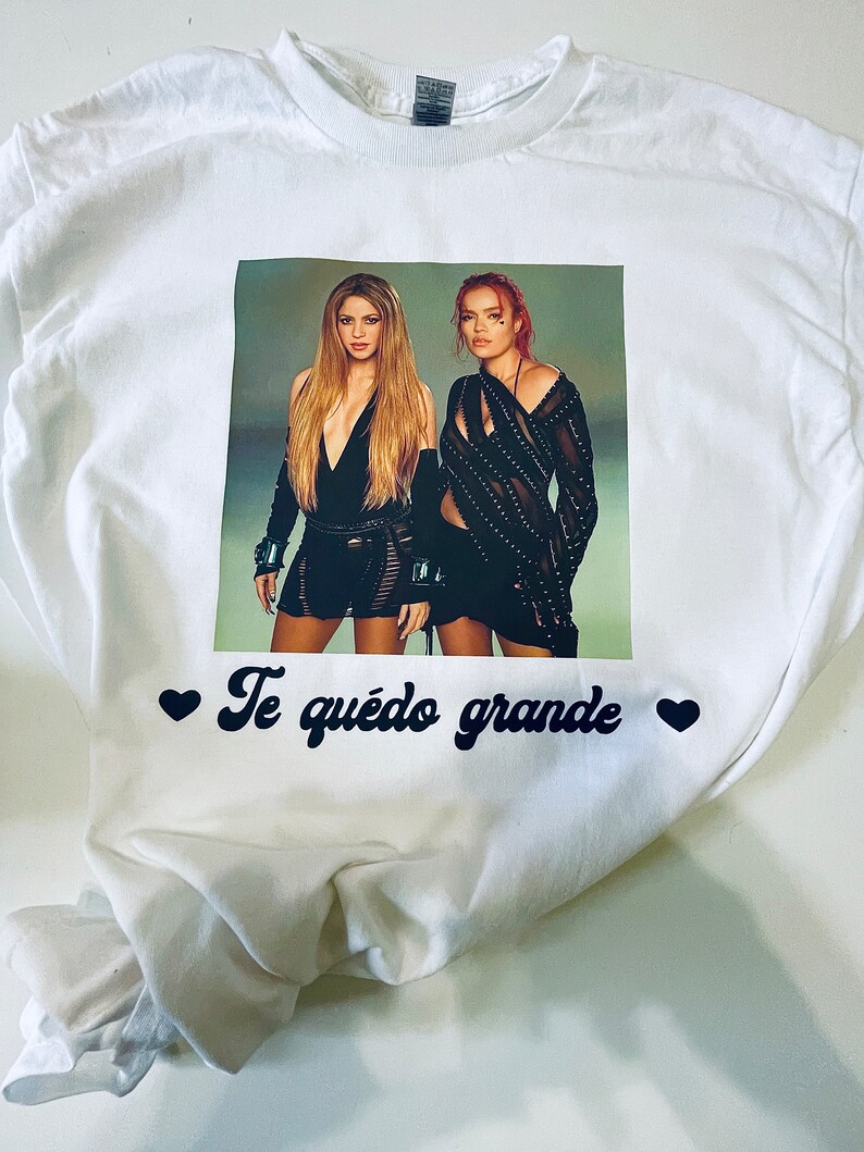 Karol G Shakira Tqg Shirt Black Lettering Te Quedo Grande - Etsy
