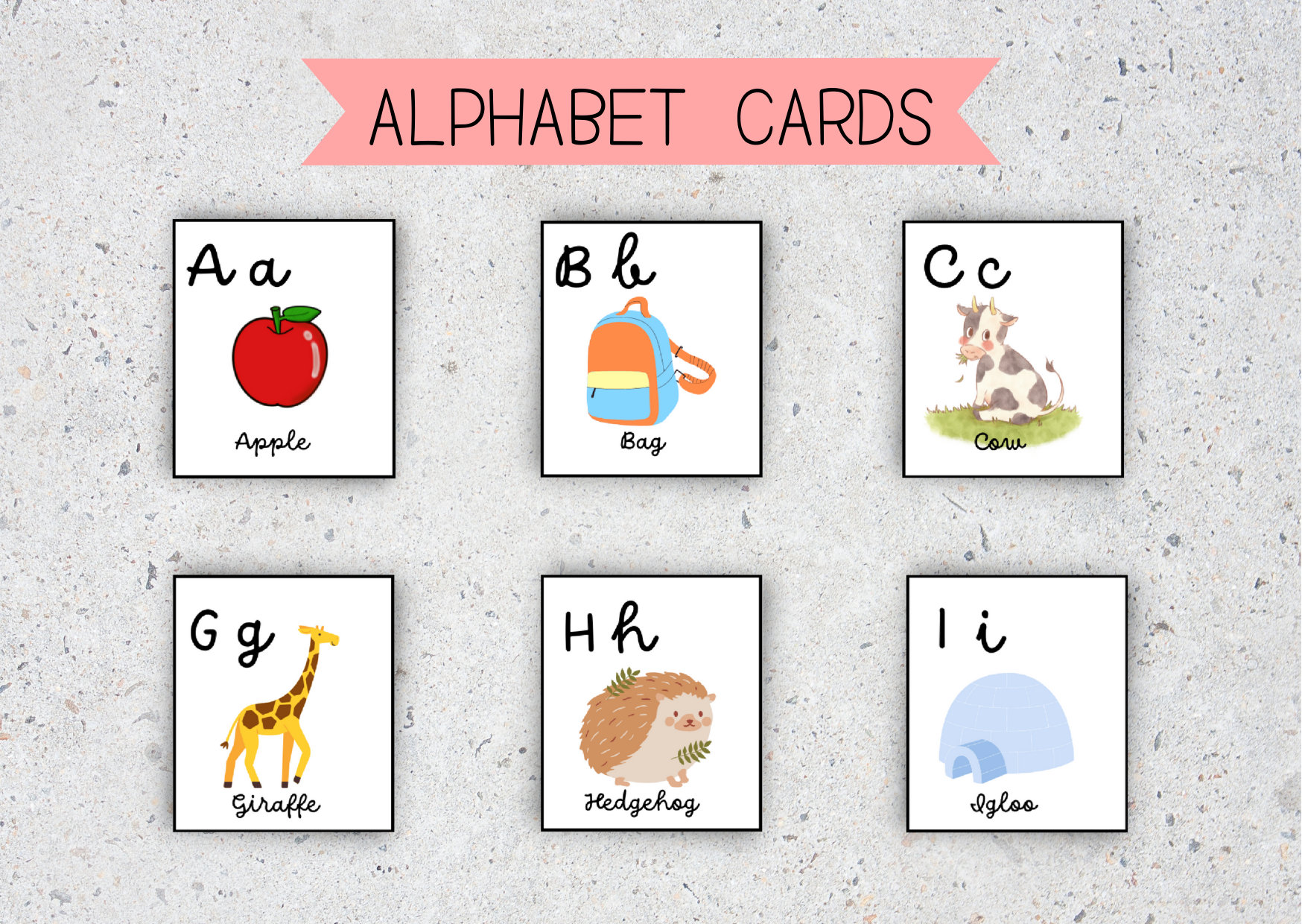 Alphabet Cards Printable Kids Chart and Cards Toddler - Etsy