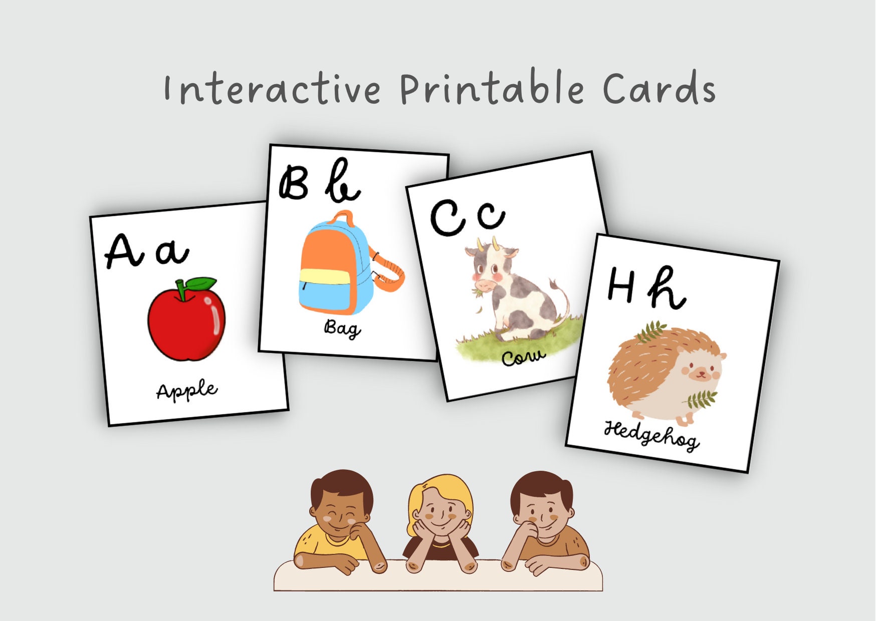 Alphabet Cards Printable Kids Chart and Cards Toddler - Etsy