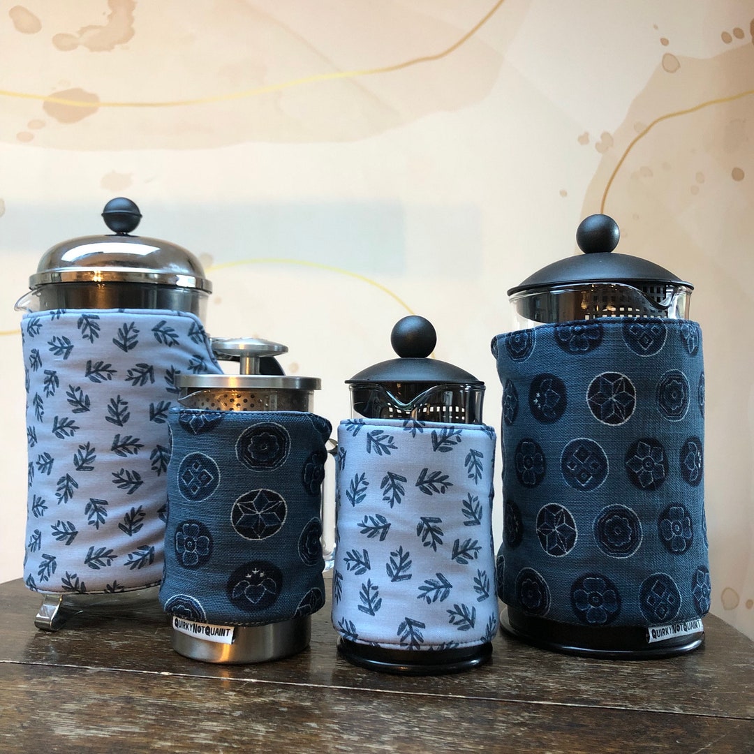Insulating Cafetiere Cosy. Double Sided BLUES Design. Machine Washable ...