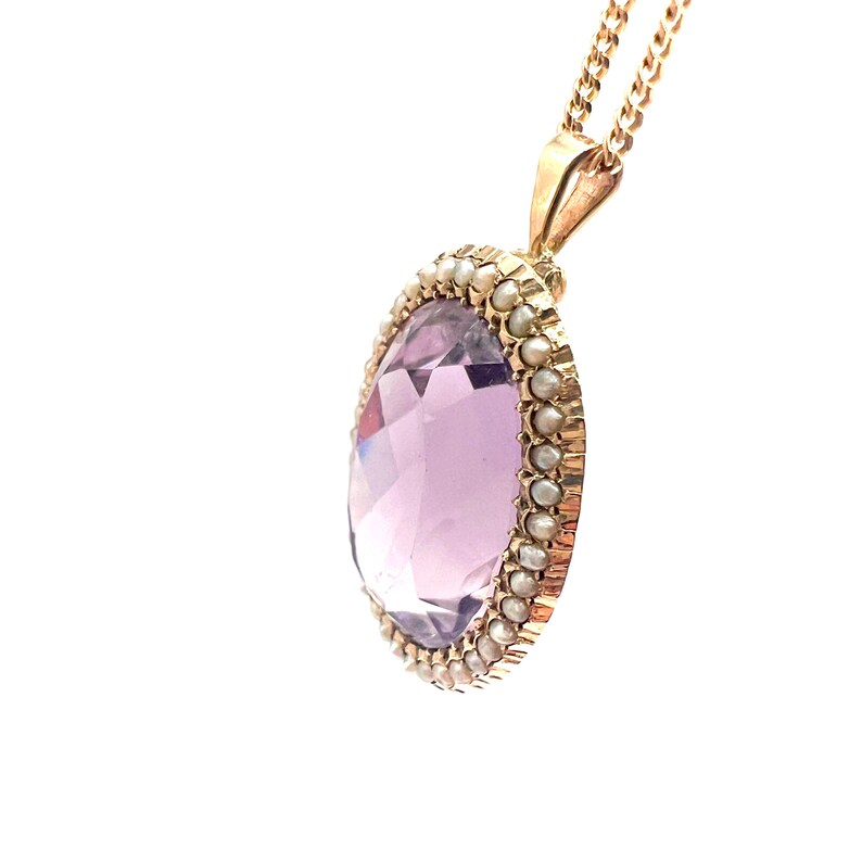 Large Victorian 9ct Gold Amethyst and Split Pearl Pendant - Etsy