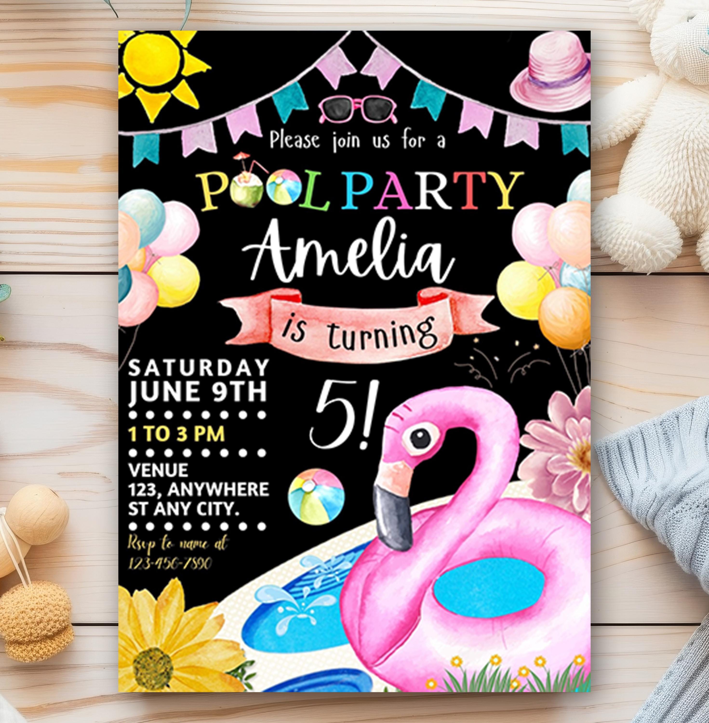 Editable Pool Party Birthday Invitation Kids Pool Party Kids Swimming ...