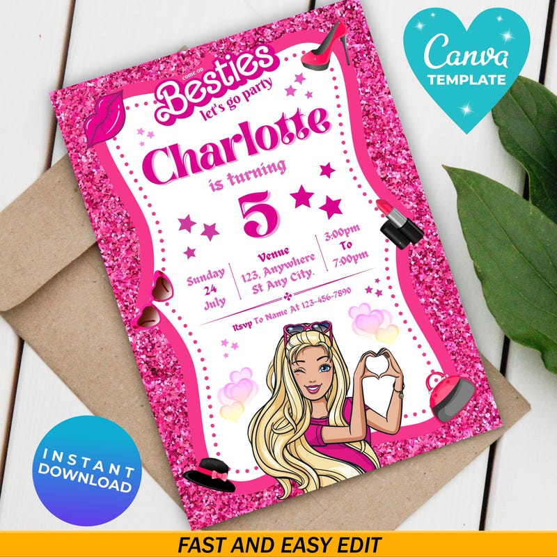 Barbie Editable Design - Etsy