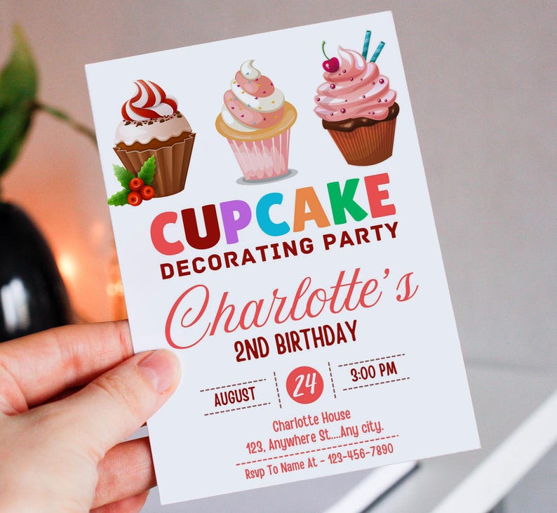 Editable Cupcake Birthday Invitation | Cupcake Party Invitation ...