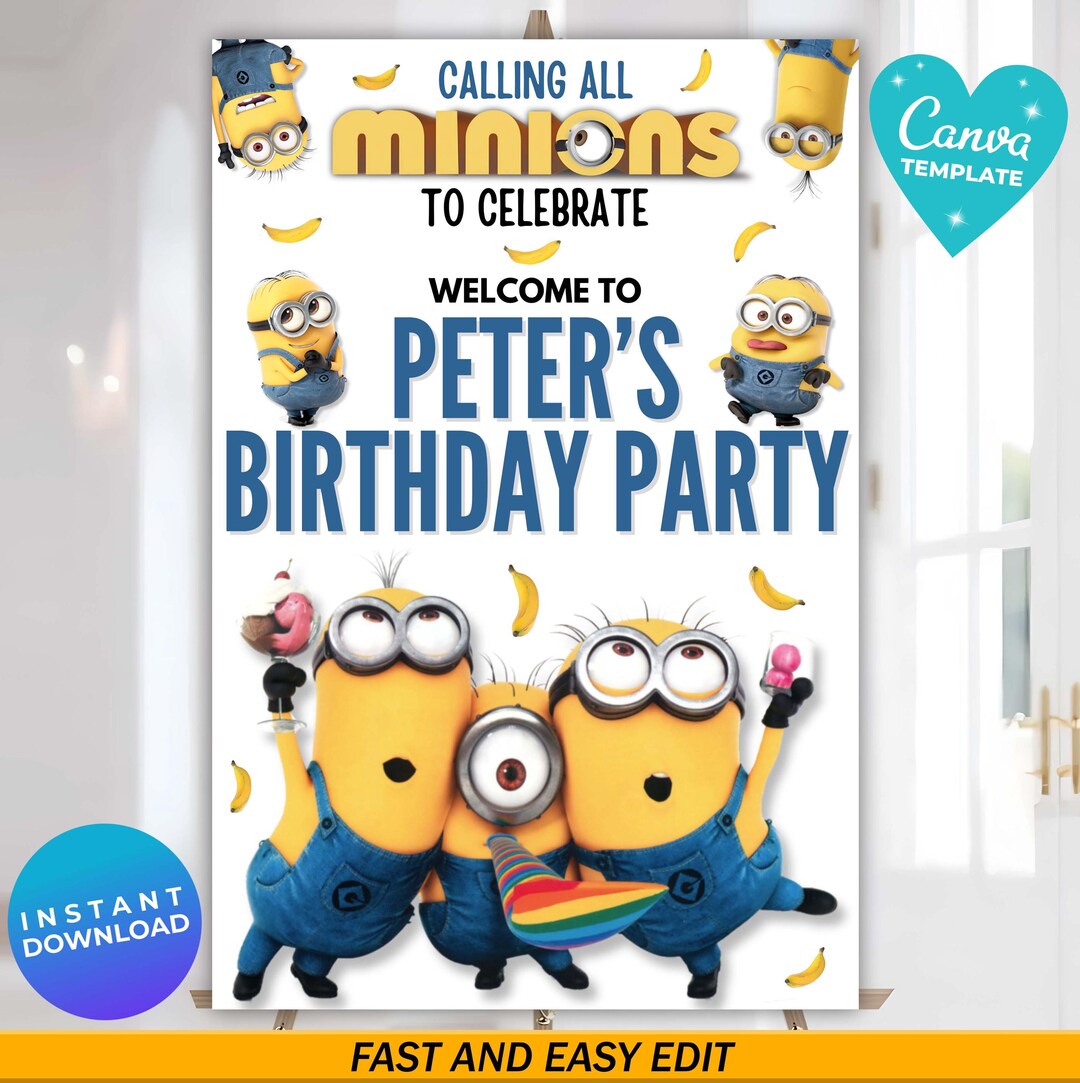 Editable Cute Yellow Mini Welcome Sign Template | Mini Party Welcome ...