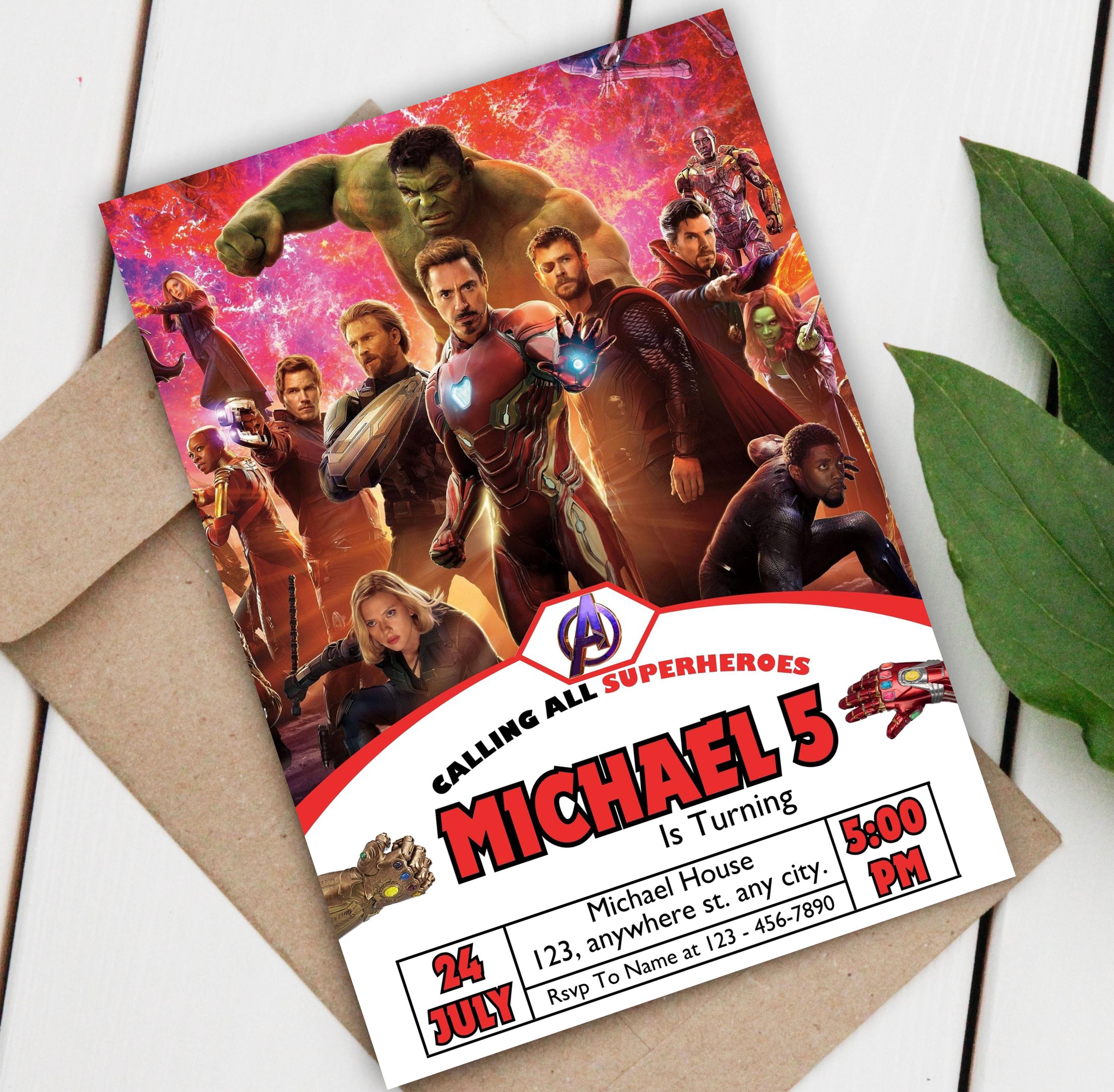 Editable Avengers Birthday Invitation | Avengers Superhero Birthday ...